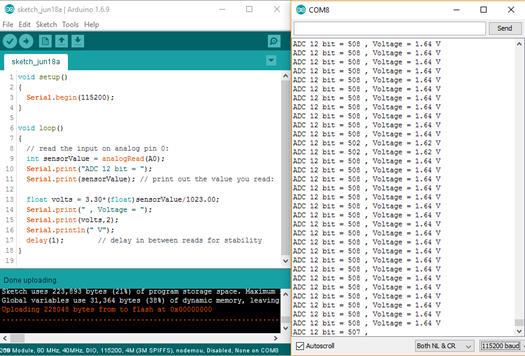 Lab 4 การติดต่อ Analog Input · NodeMCU/ESP8266 on NETPIE